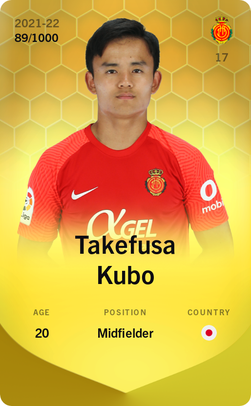 Takefusa Kubo 2021-22 • Limited 89/1000 Sorare | NFTの購入/販売【Coincheck NFT】